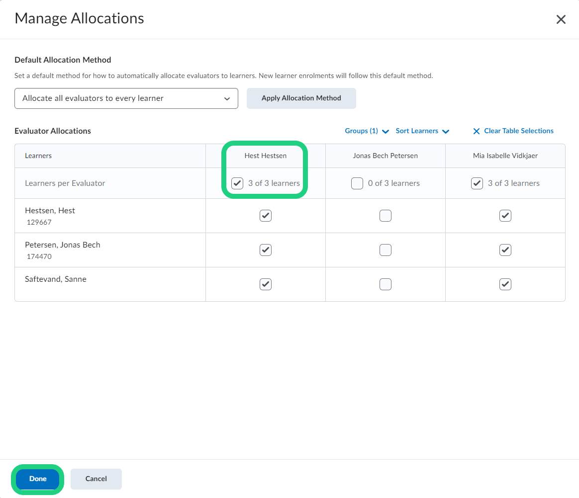 DTU Learn Support - Selecting Evaluators for an Assignment
